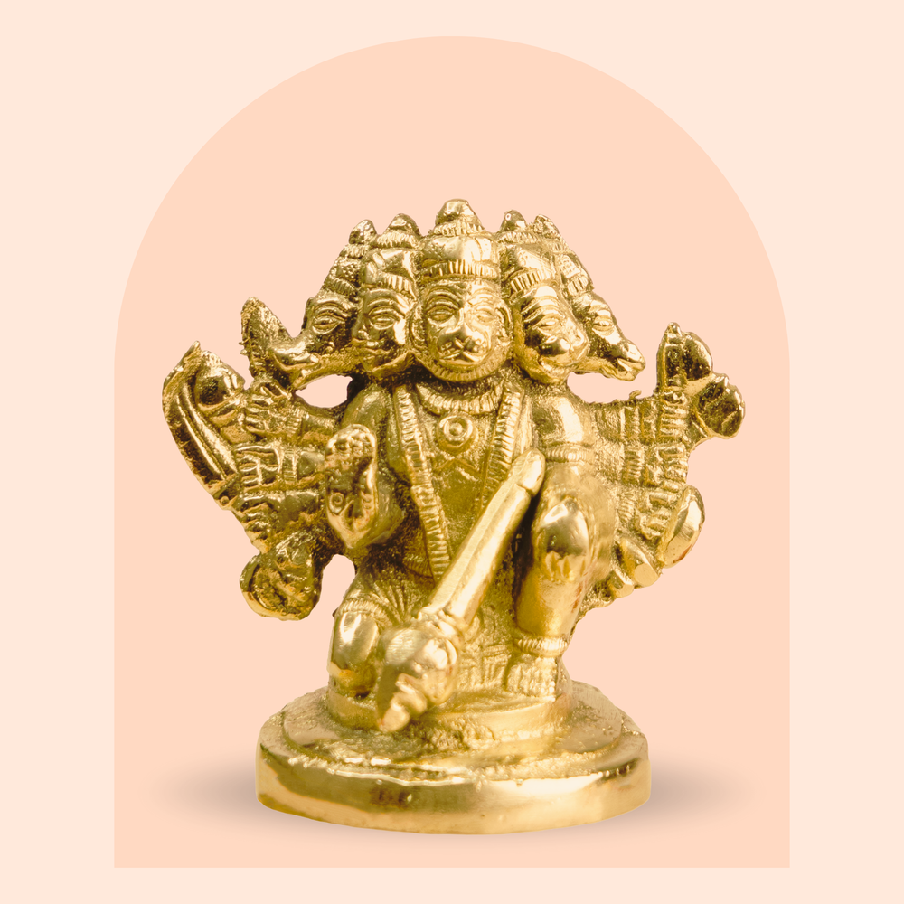 3-Inch Brass Panchmukhi Hanuman Idol | 5-Faced Protection – OLG Crafts