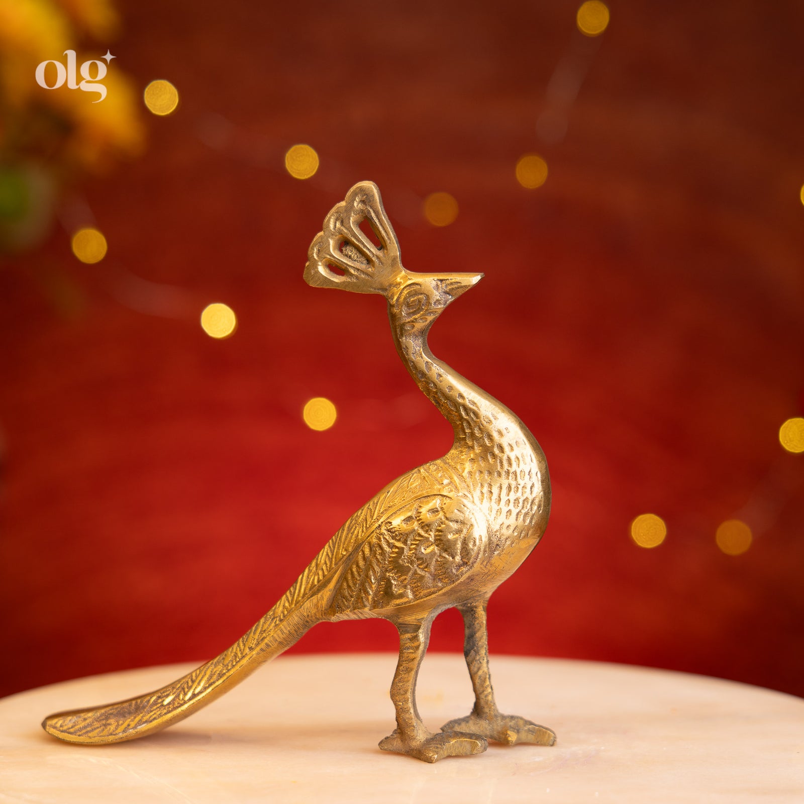 6-Inch Vintage Brass Peacock Showpiece | Elegant Home Decor – OLG Crafts